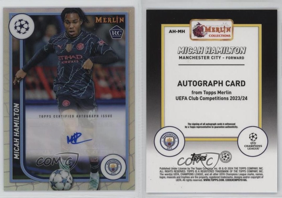 2023-24 Topps Merlin UEFA Club Competitions Micah Hamilton Rookie Auto ...