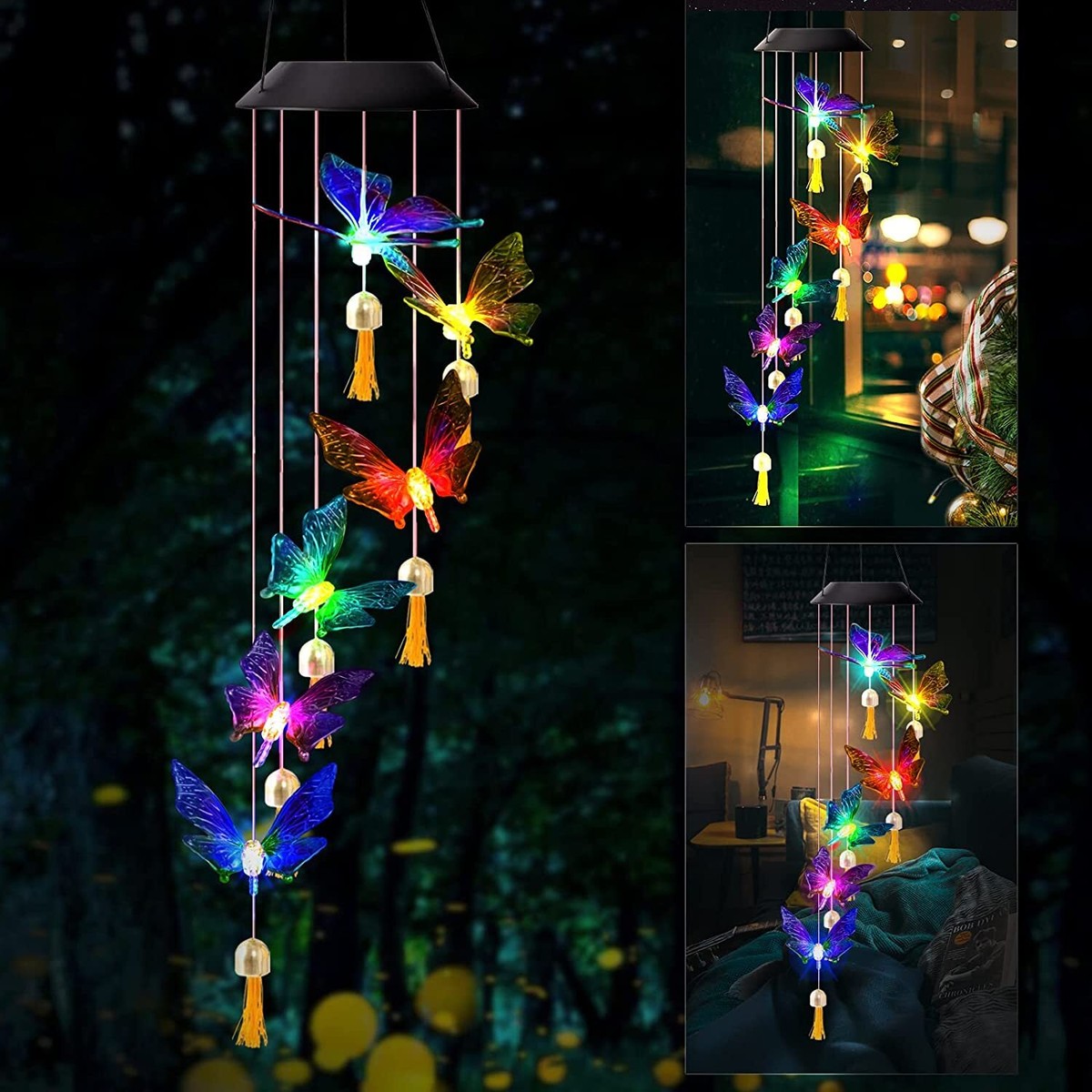 Window Solar Wind Chimes Beautiful Colored Solar Wind Chime