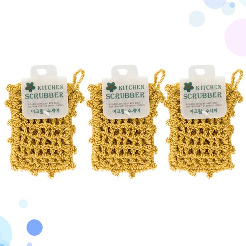 3pcs Sponge Scrubbers Silicone Dish Scrubber Wash Sponge Brush Kitchen ...