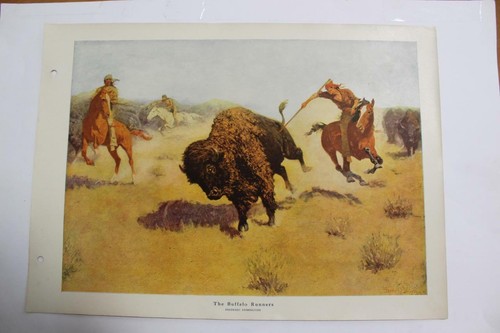 The Buffalo Runners Frederic Remington 1914 Original Lithograph Art ...