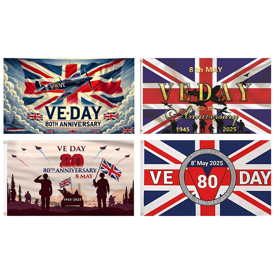 VE Day Flag 80th Anniversary Banner Decorations Victory In Europe ...