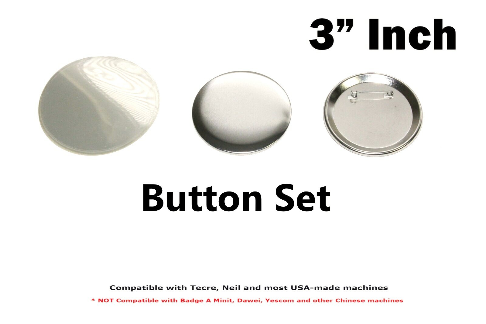 3 Inch Pin Buttons Sets 100 Pack Round Metal Parts - Pinback Badges ...