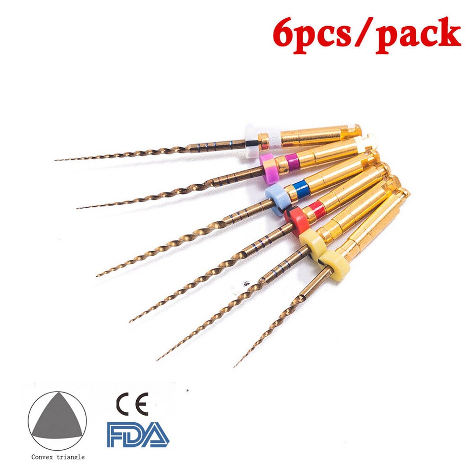 6pcs Dental Endodontic NITI Endo Rotary Files Engine Use File Gold ...