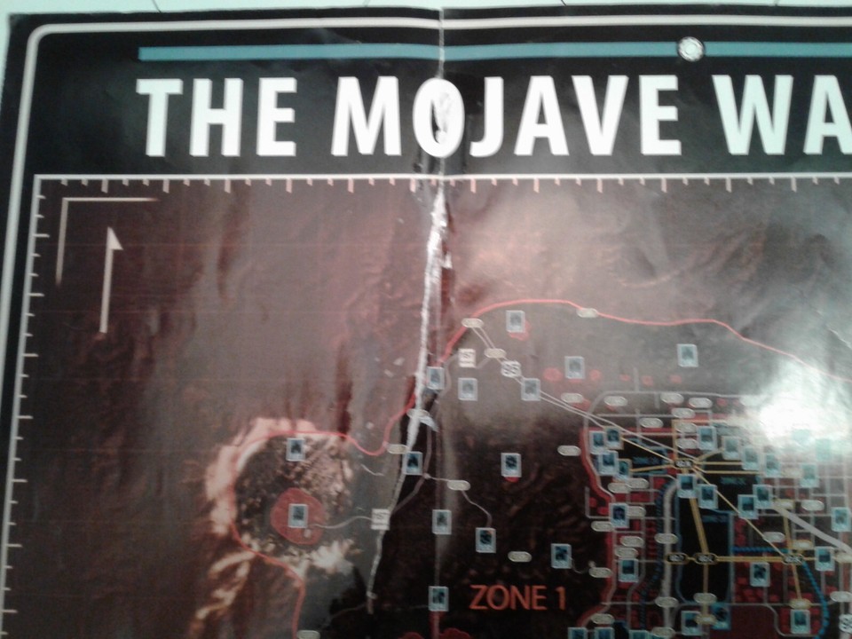 THE MOHAVE WASTELAND Game Map. 31"x21". For "Fallout: New Vegas". SHIPS ...