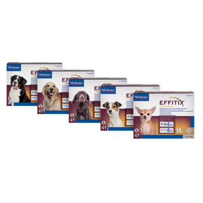 Effitix flea ticks leishmaniasis ¹ dogs 1,5 to 60kg 4 pipettes/spot on ...