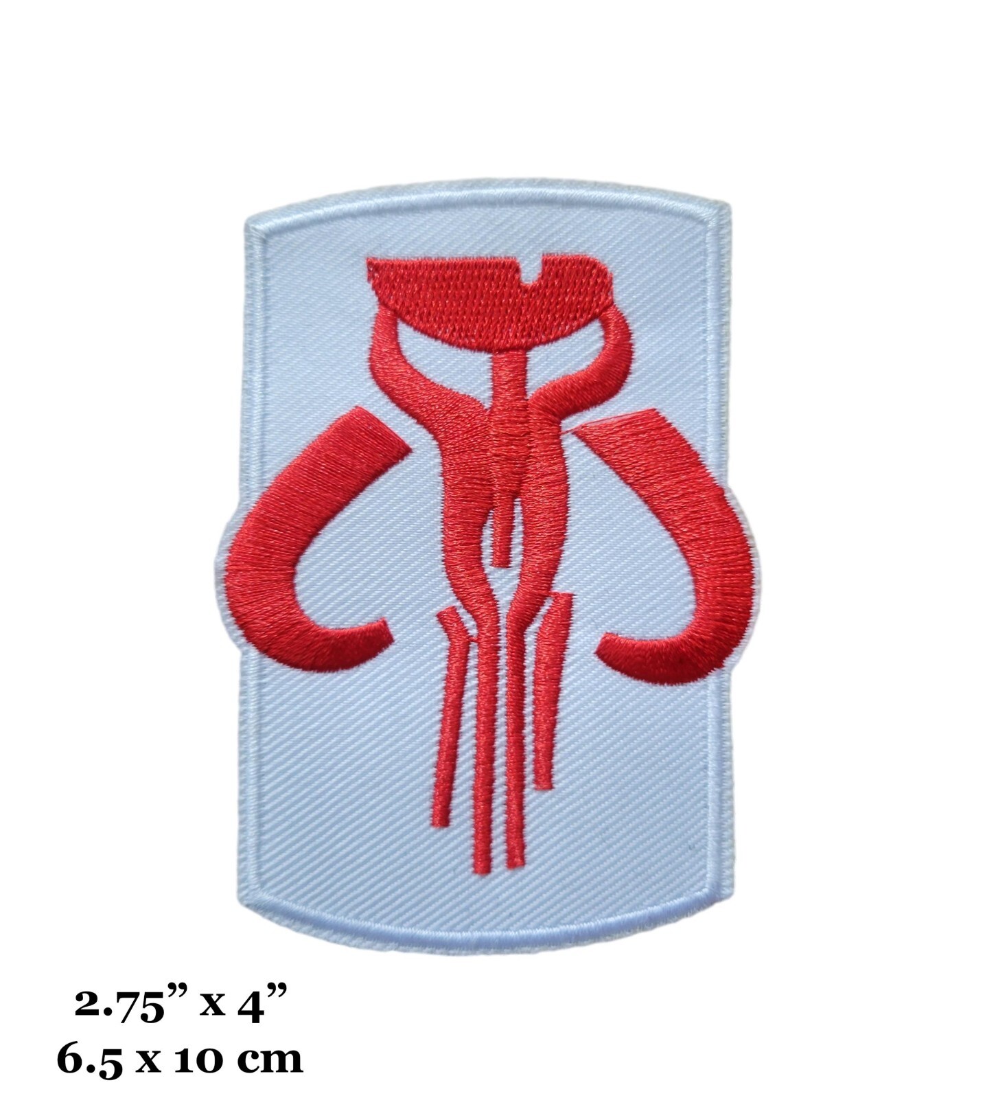 Star Wars Mandalorian Logo Symbol White Red Embroidered Iron On Patch ...