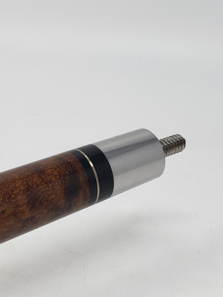 SCHON POOL CUE Irish Linen Wrap 29" Shaft 19oz Black Wood Natural Inlay ...