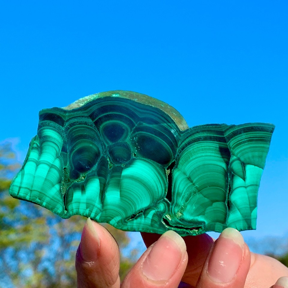 65G Natural glossy Malachite transparent cluster rough mineral sample ...