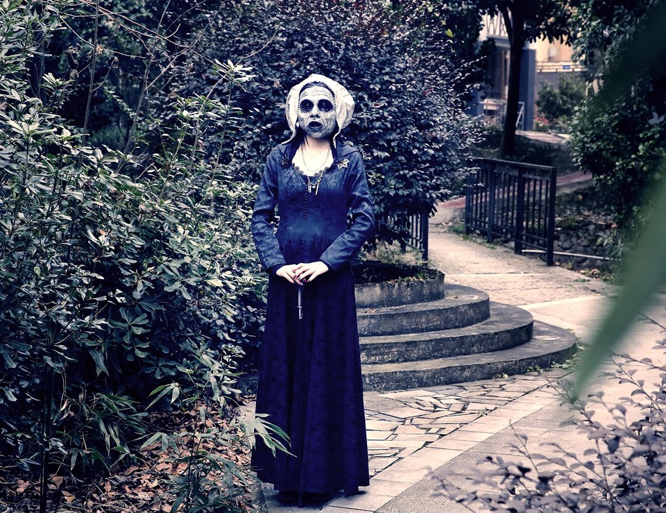 Latex Ghost Maid Sister Spirit Witch Zombie Bridal Mask For Halloween ...