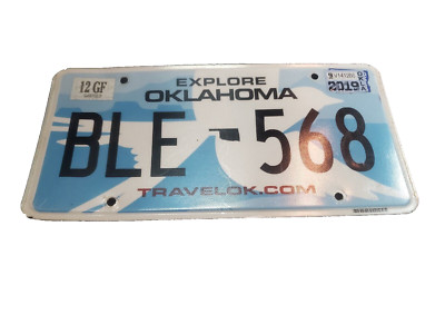 Explore Oklahoma License Plate BLE 568 Travellok.com Expired 2019 | eBay