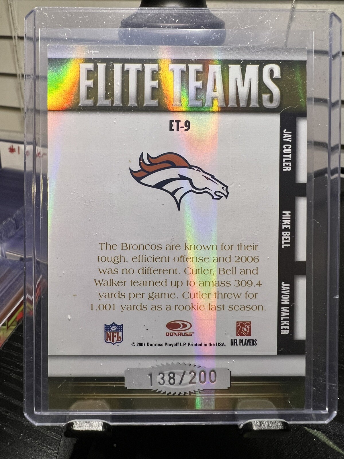 2007 Donruss Elite Teams Gold Card #9 Jay Cutler Mike Bell Javon Walker /200 | eBay