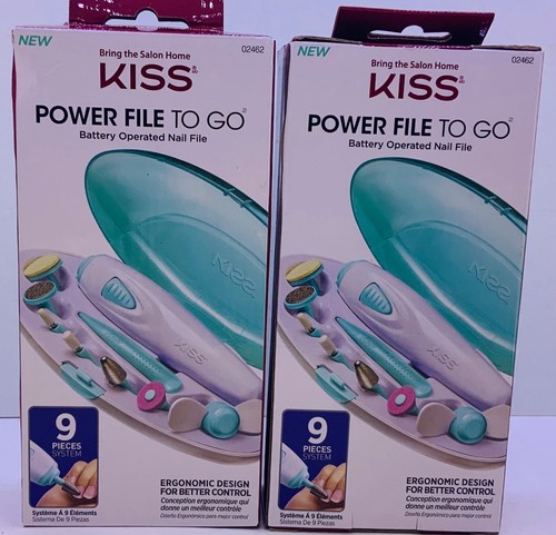 2pk Kiss New York Power File To Go ~ 9 Piece Battery Operated Nail File ...
