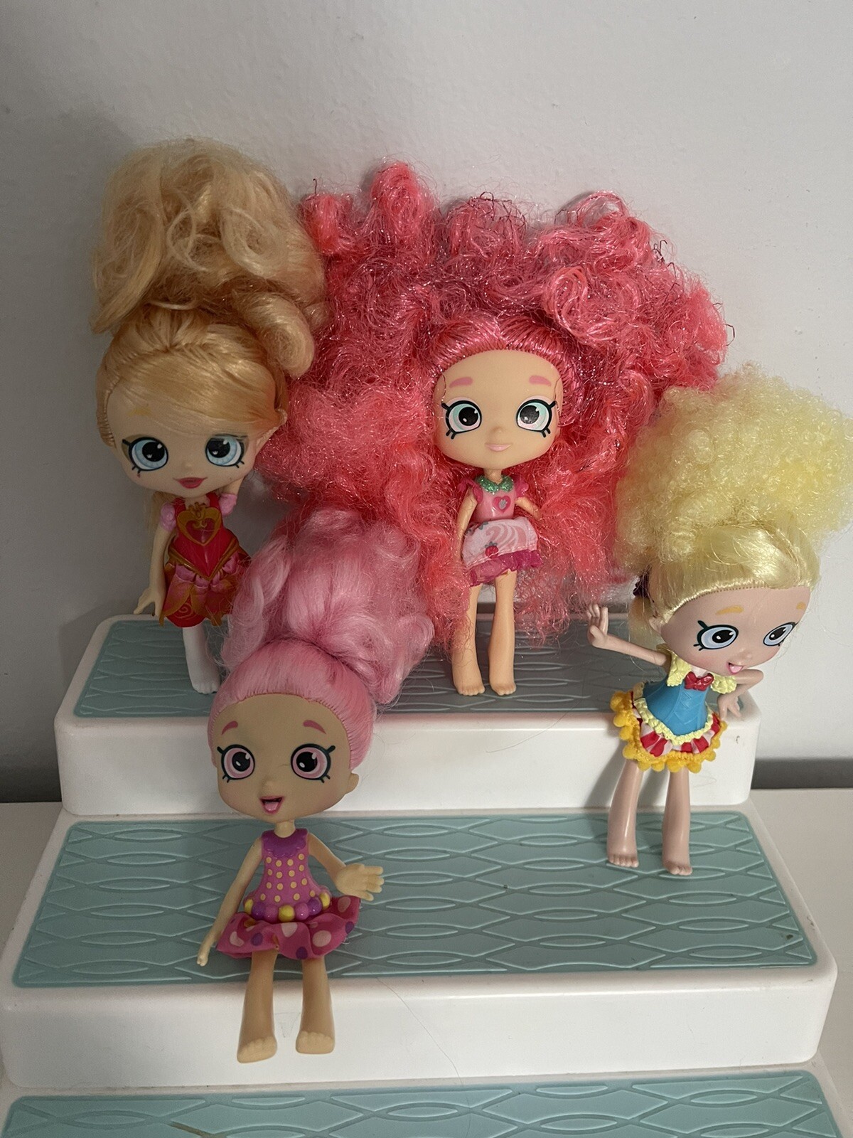Shopkins Shoppies Dolls Lot Bubbleisha Popette Tiara Sparkles 4 Dolls ...