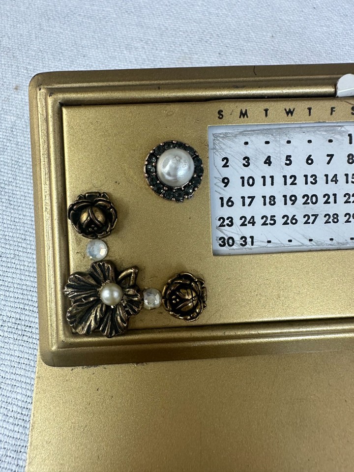VTG Retro Office Metal 50's Clip Board Art Nouveau Calendar Rhinestones ...