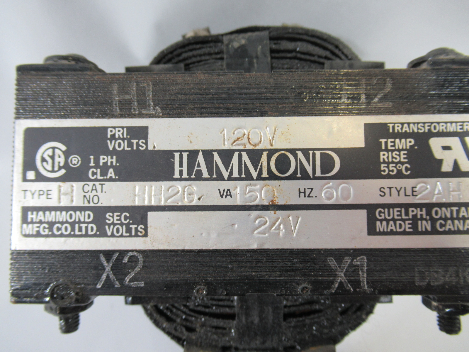 Hammond HH2G Transformer 150VA Pri.120V Sec. 24V 1Ph 60Hz USED | eBay