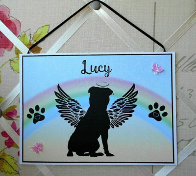 Staffy Dog Angel Personalised Memorial Sign Rainbow Bridge Stafford ...