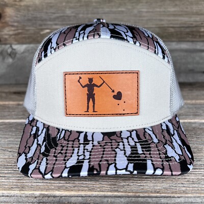 BLACKBEARD FLAG BARK CAMO LEATHER PATCH TRUCKER HAT | eBay