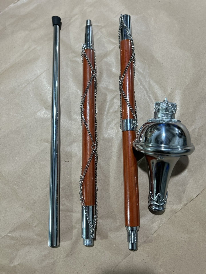 Drum Major Mace Stave & Stick - 4 Parts Chrome Plated Crown Head | eBay