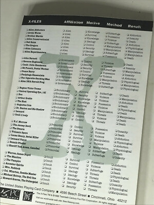 X-Files CCG Unused Score Pad 1996 | eBay