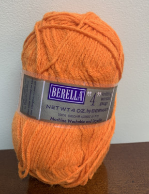 Brand New Berella 4 Ply Worsted Weight Acrylic Yarn Skein Orange 8954 ...