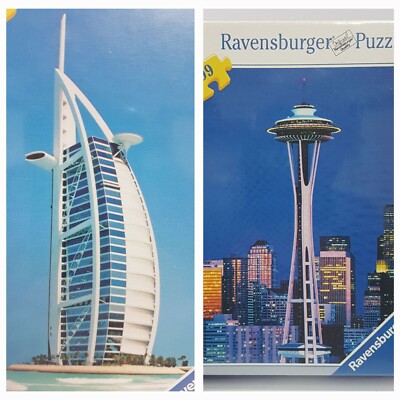 2 Puzzles 99P Ravensburger Jigsaw 'BURJ AL ARAB' and 'SPACE NEEDLE ...
