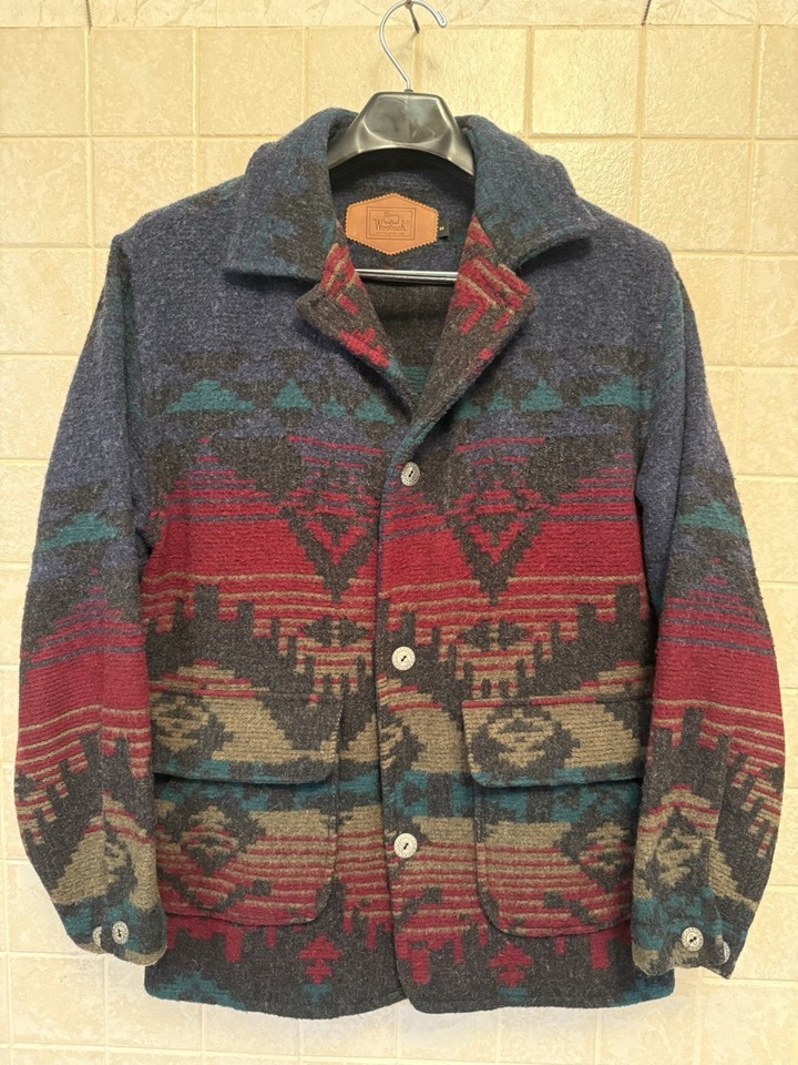Woolrich Wool Blend Barn Coat Chore Jacket Southwest Aztec Navajo FREE ...