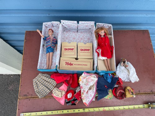 Vintage Barbie Skipper and Ricky dolls w clothing case and clothes ...