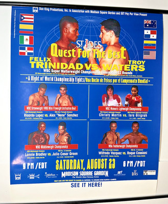 Felix "Tito" Trinidad vs. Troy Waters Original Boxing Poster * Puerto ...