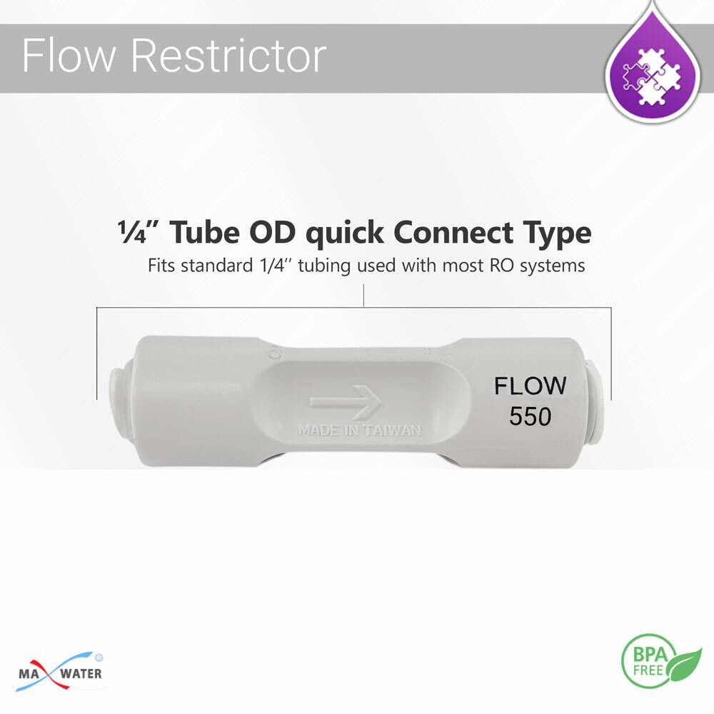Reverse Osmosis Flow Restrictor with Quick Connect 550 ML for 100 GPD ...