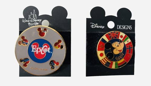 Walt Disney World Vintage EPCOT Flag Spinner World Flags Set Of 2 Pins ...