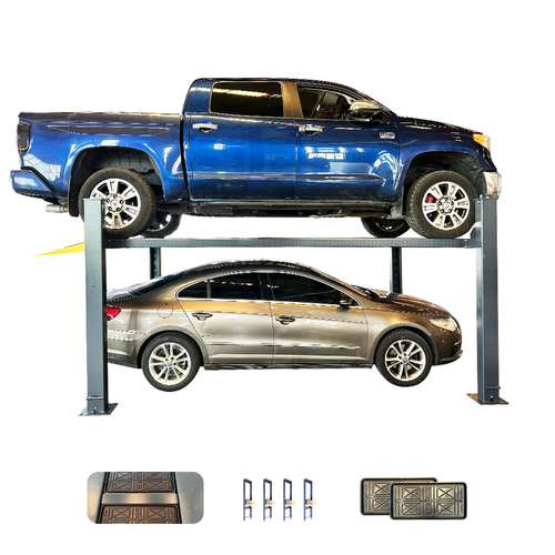 8500 Lbs Four Post Parking Lift 4-Post Storage Service Car Lift Casters ...