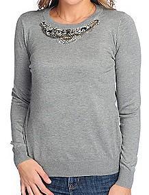 NEW Glitterscape® Fine Gauge Knit Long Sleeved Ribbed Trim Embellished ...