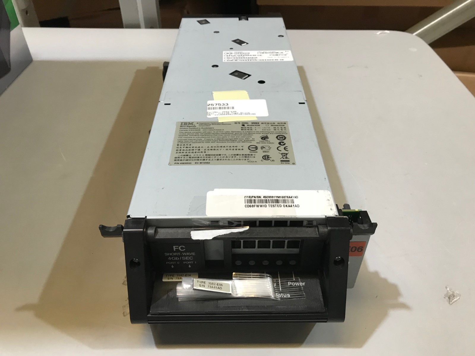 IBM 3592/E06 TS1130 Tape Drive 3592/EU6 45E1906 46X8450 35P1098 45E8855 ...