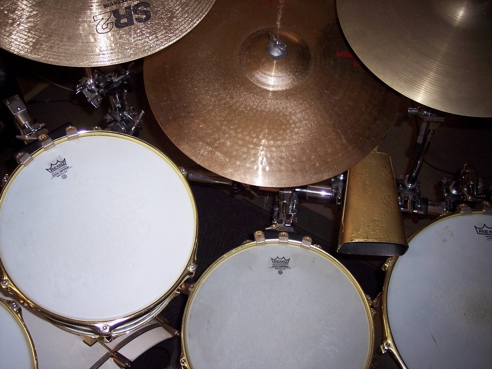 TEMPUS DRUMS aka MILESTONE. CRYSTALINA WHITE W/GOLD LUGS AND RIMS. | eBay