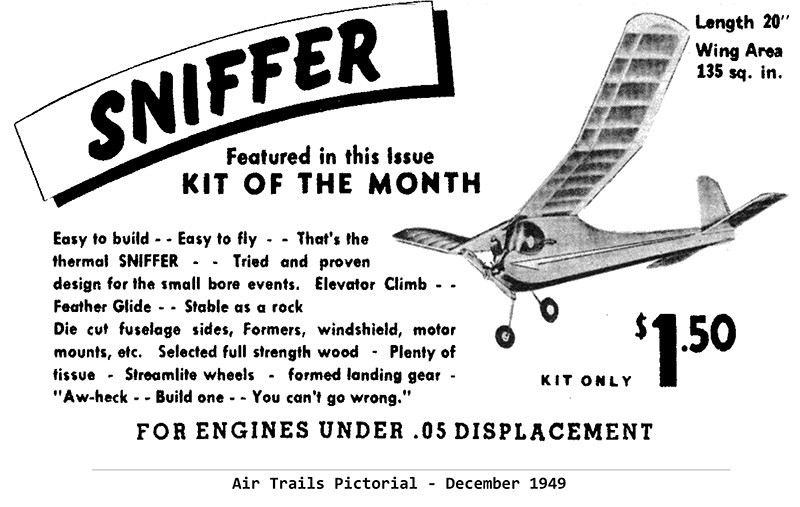 Midwest Model Airplane Plans (FF): Sniffer 29½" Span 135si for .010 ...