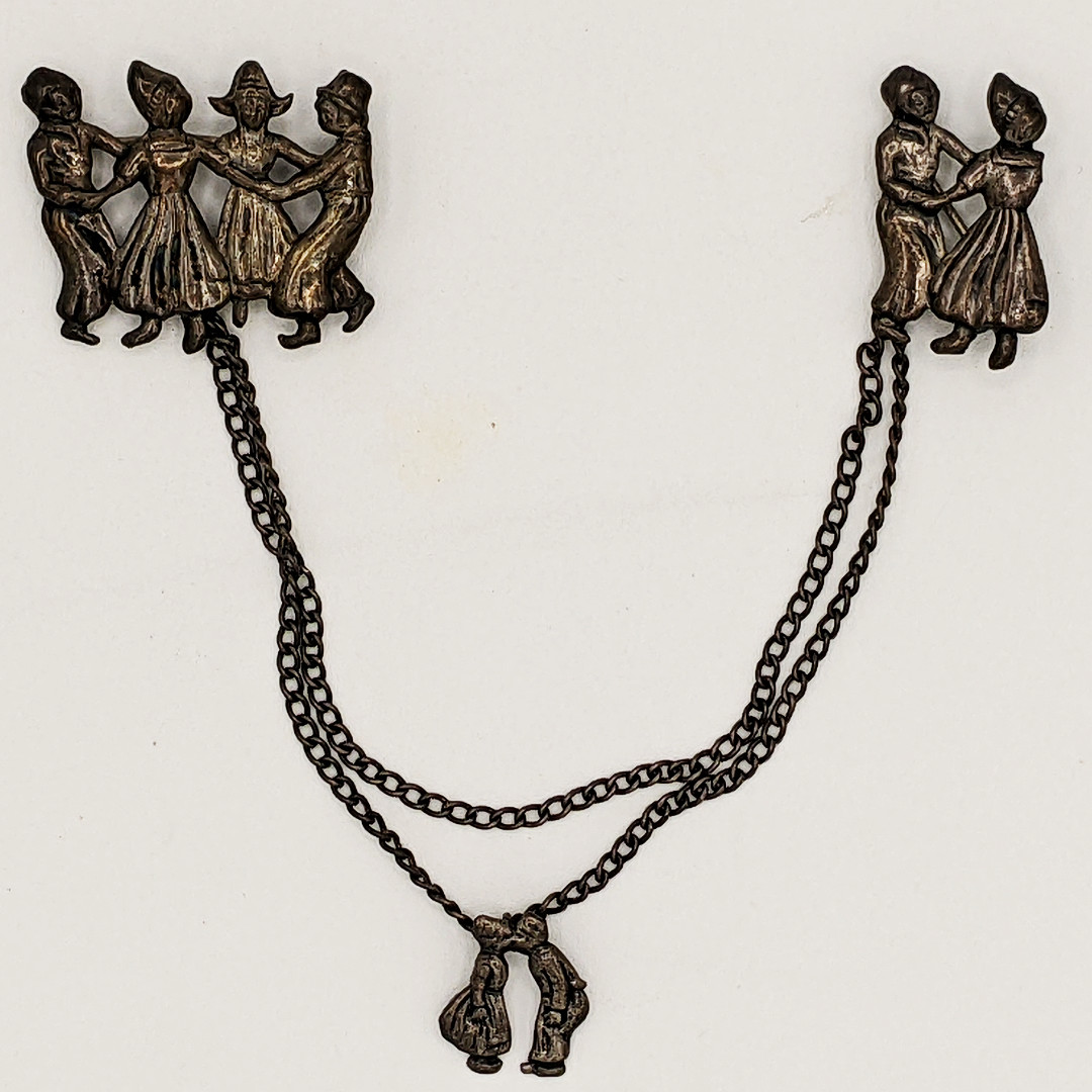 Vintage Dutch Double Couple Dancing Kissing Chain Ste… - Gem