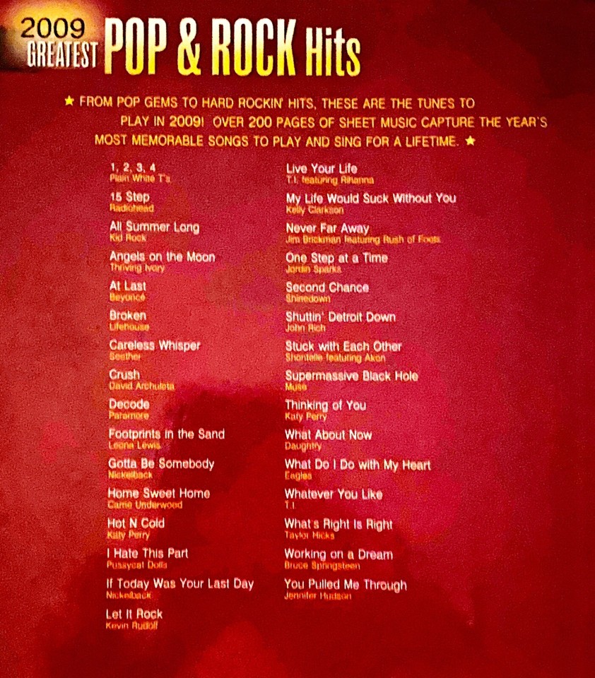 2009 GREATEST POP & ROCK HITS Songbook-Alfred Music-PB-#32868 | eBay