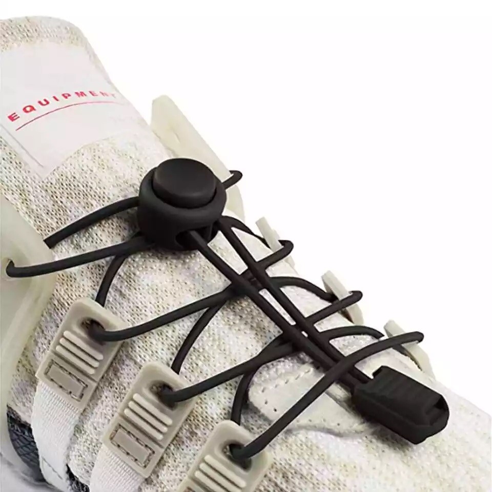 No Tie Shoe Laces Lazy Elastic Round Shoelaces Lock Adults Kids Sports ...