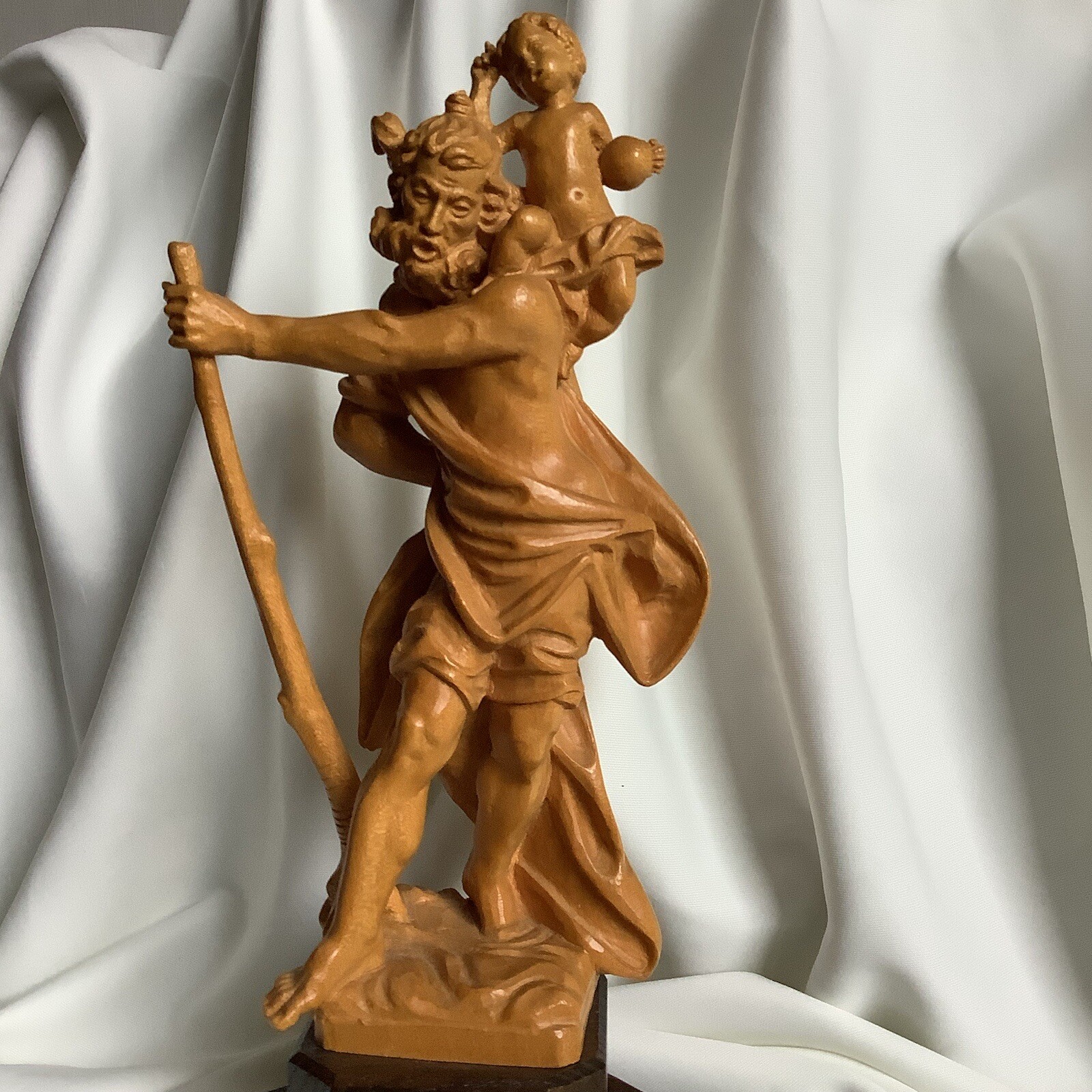 Italy Saint Christopher Deity Maria Catholic Jesus Carved Wood Statue ...