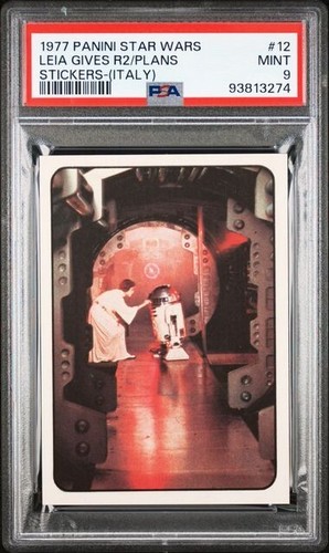 1977 Panini Star Wars Italy Stickers #12 Leia Give R2-D2 Plans PSA 9 ...