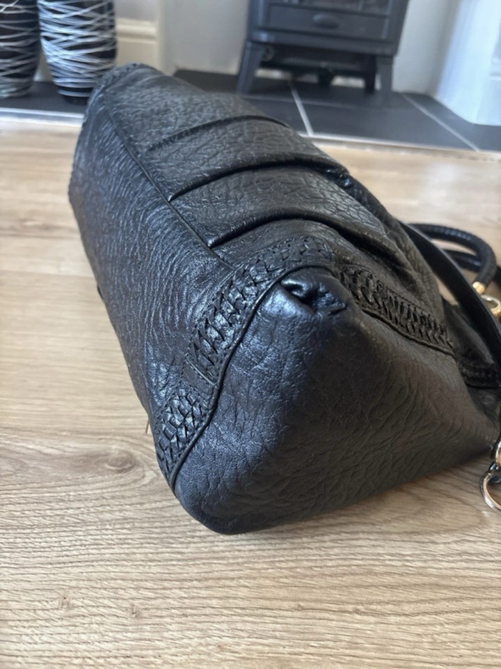 Coach Madison Pinnacle Black Leather Large Satchel Bag with Shoulder ...