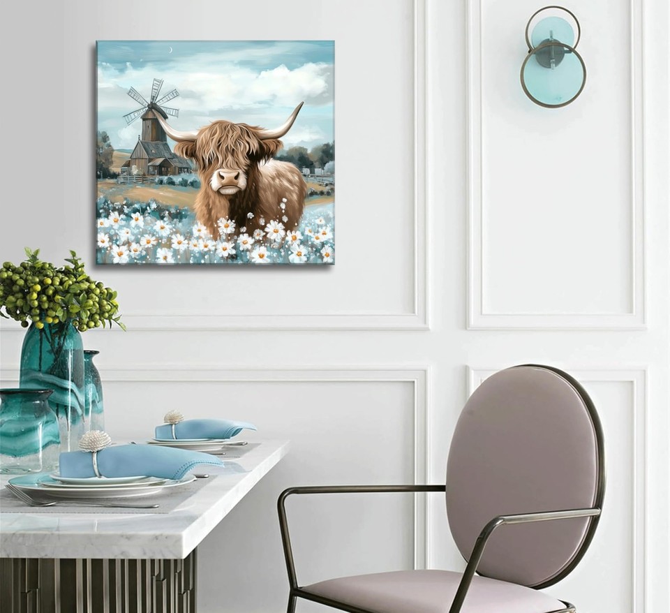 Highland Cow Wall Art Countryside Farmhouse Cow poster Decoration ...