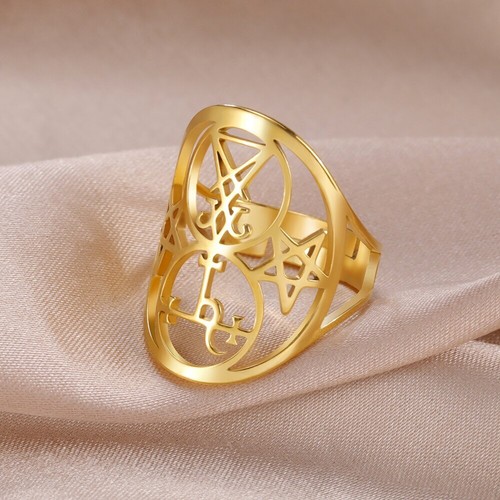 Seal of Lilith Lucifer Sigil Adjustable Women Ring Stainless Steel ...