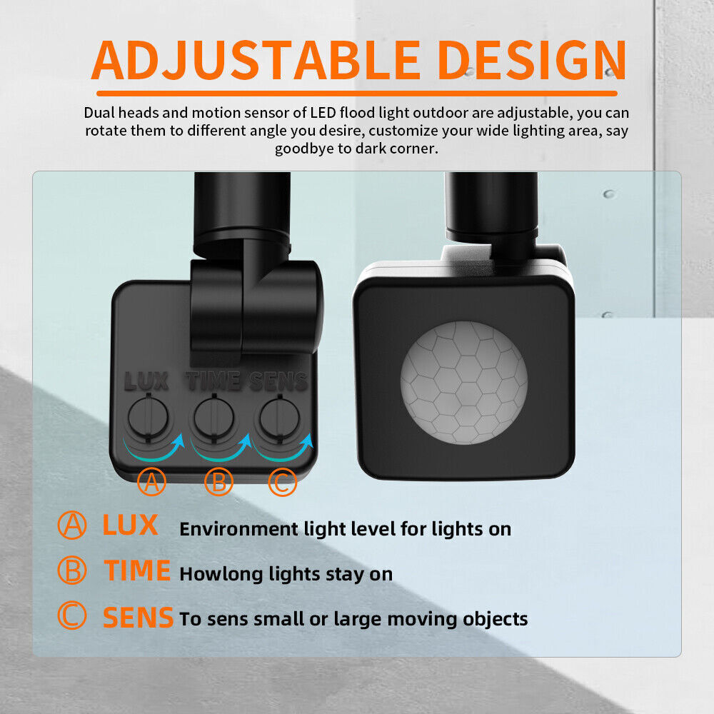 10W-200W LED Floodlight PIR Sensor Motion Flood Light Security Outdoor ...