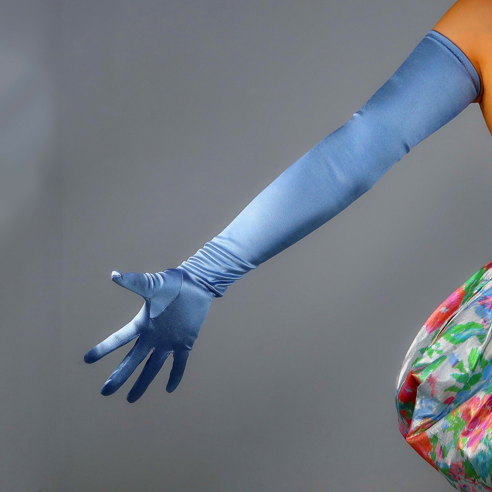 SATIN GLOVES Stretch Silk Opera Evening Extra Long 70cm 28' Hepburn ...