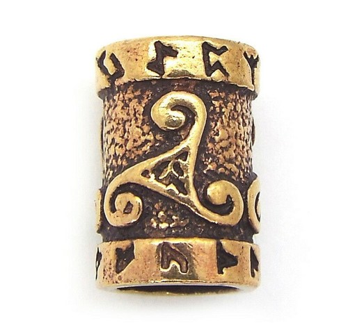Triskelion Spiral Runes Viking Celtic Bronze 7mm Beard Hair bead | eBay