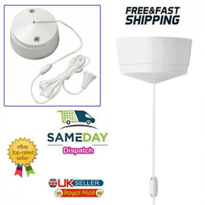 10 Amp Pull Cord Bathroom Lamp 1 Gang 1 Way Ceiling 1.5m Pull Cord ...