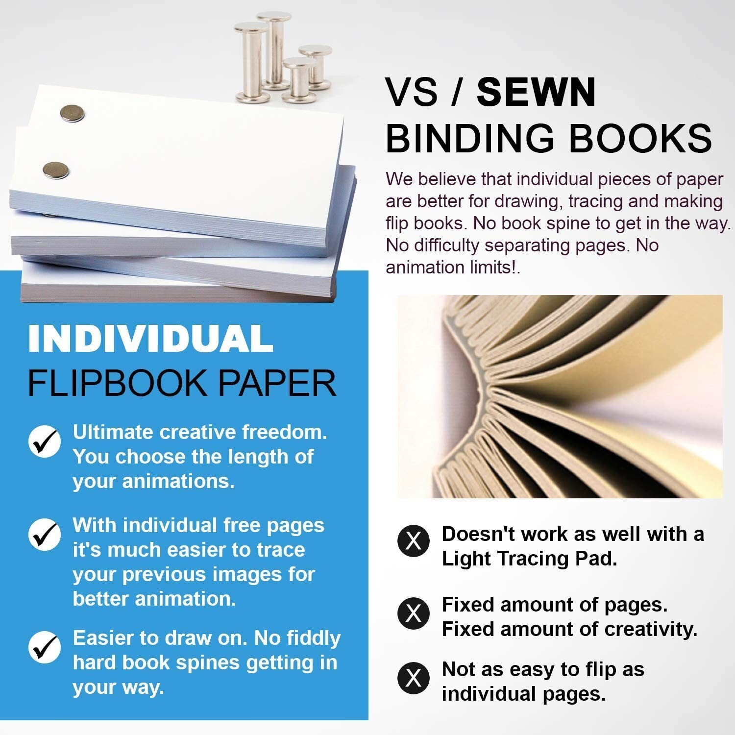 Flip Book Kit with LED Light Pad. Includes 240 Sheets Flip Book Paper ...