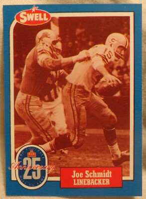 1988 Swell Football Card - Joe Schmidt - Lions - Pittsburgh alumni - NM ...