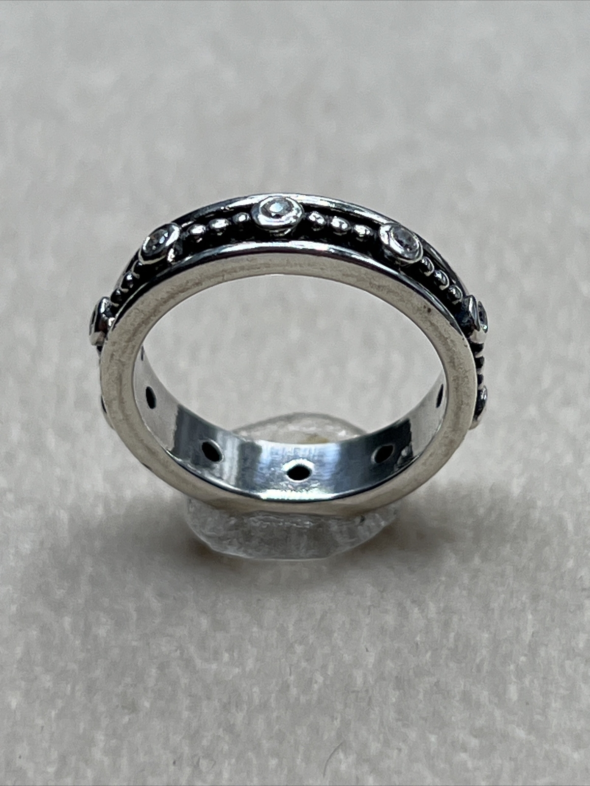 Pandora sterling silver bead and cubic zirconia Band … - Gem